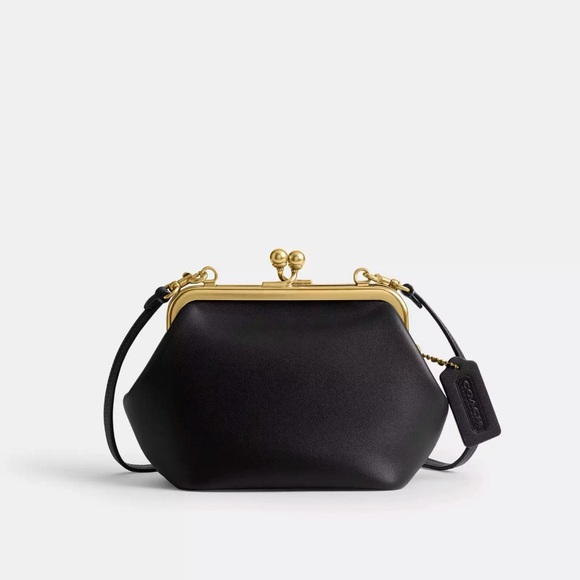 Coach | Bags | Coach Kisslock Frame Bag 4 Nwt Black Leather Small ...